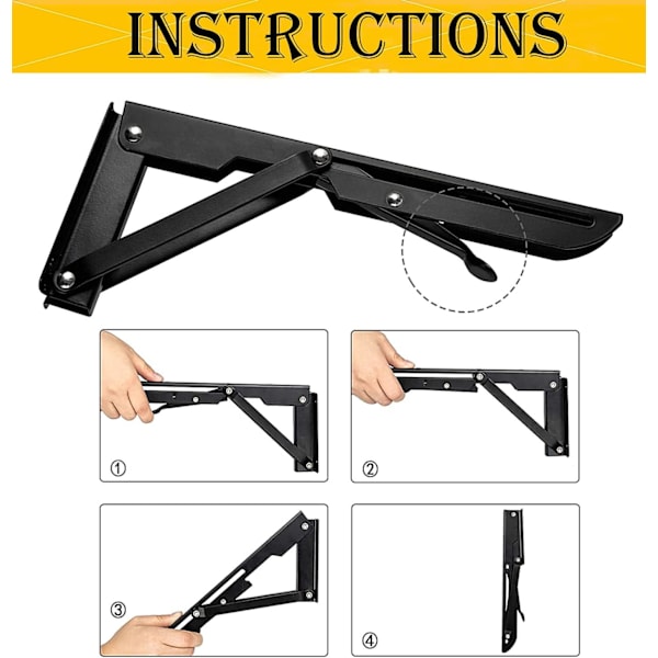 Set om Equerre Etagere mm hopfällbar hylla Fäste Heavy Duty Metal hopfällbar hylla Fäste