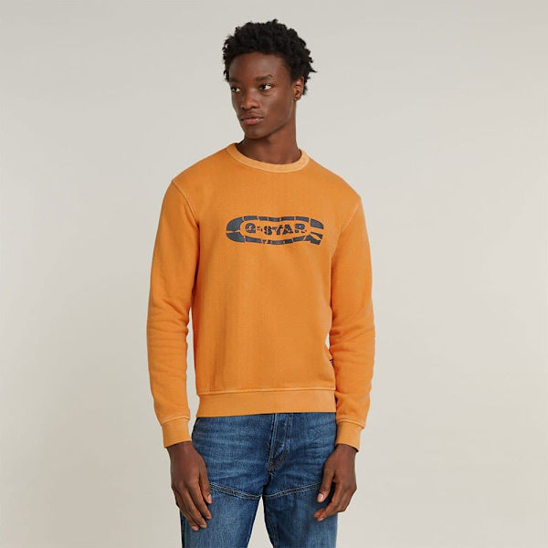 G-star Destroyed G Logo Washed Tröja Orange L Man | CDON