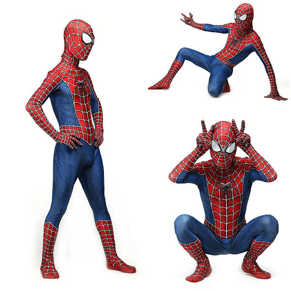 Raimi Spider Man Barn Voksen Jumpsuit Cosplay Kostyme Kostyme Festgave ...
