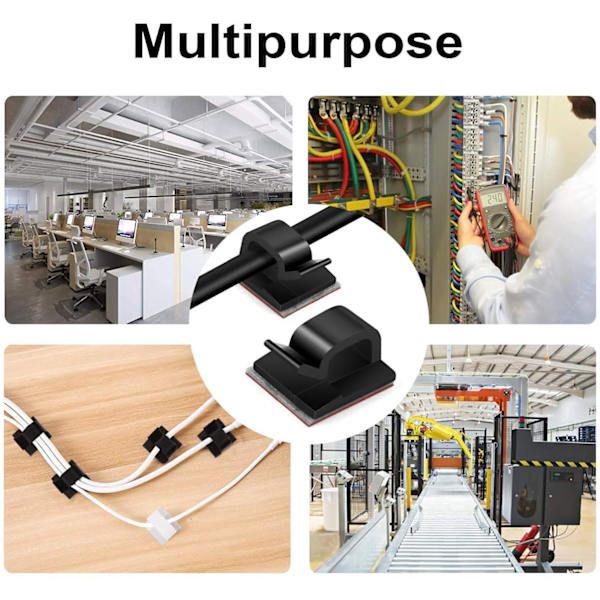 10 kpl mustat kaapelipidikkeet, tarranauhakiinnitys itsekiinnittyvä ...