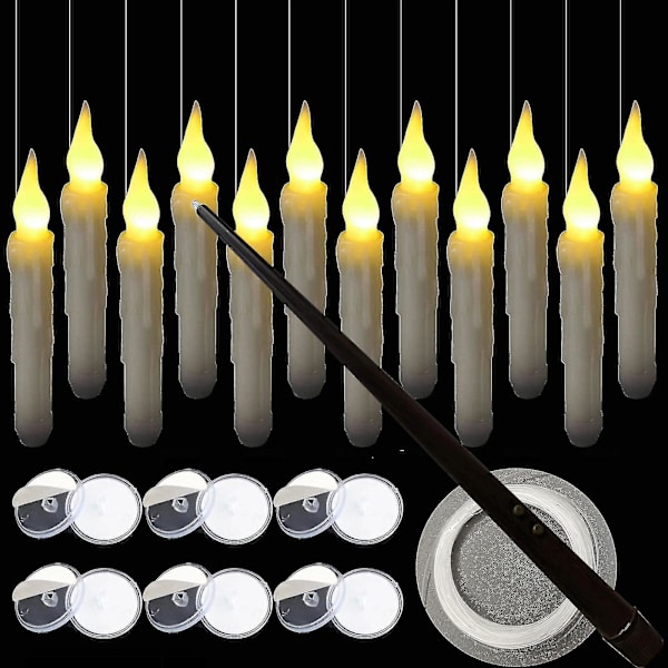 Flytande ljus med trollstav Fjärrkontroll, 12-pack led flamlösa ...