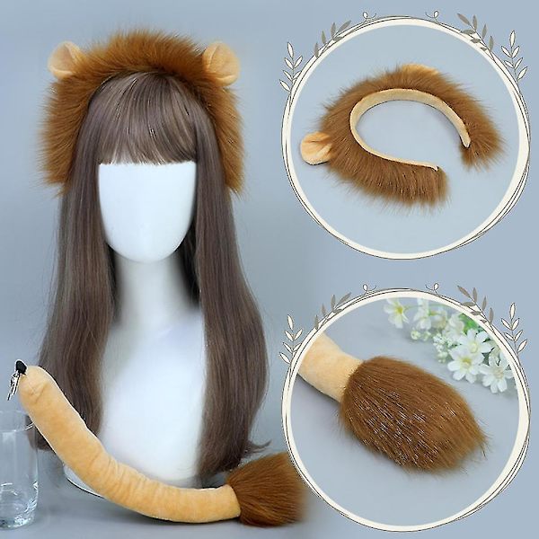 Løve ører og hale sæt Karneval dyreører pandebånd Børne løve kostume ...