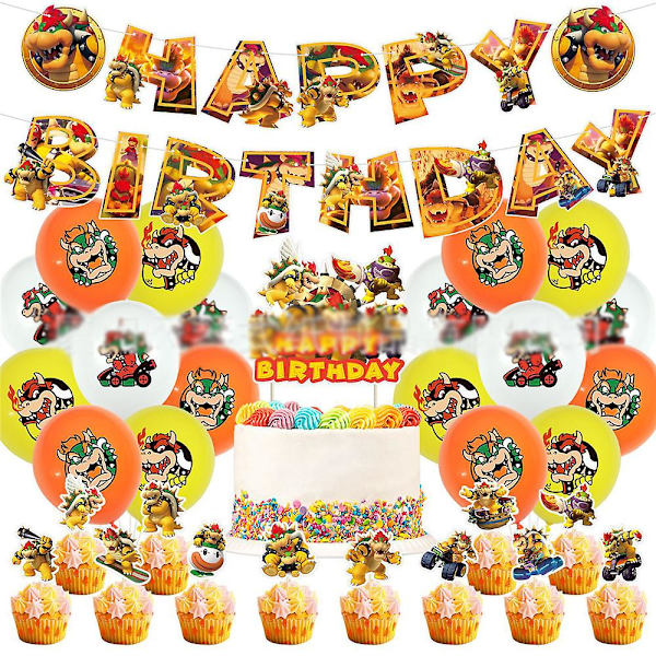 Super Mario Bros Bowser Koopa Bursdagsfestdekorasjoner for barn Bowser ...