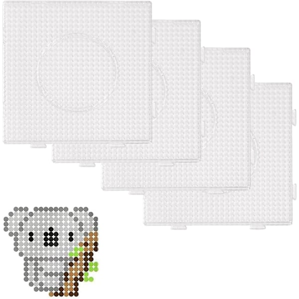 4 stk. Perleplader, 5 mm Smelteperleplader Store Runde Firkantede Klare ...