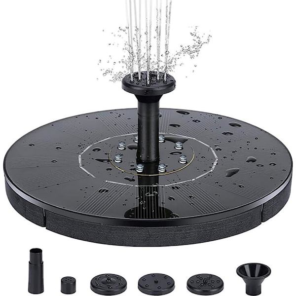 Solcelledrevet springvand 18 cm med farverig LED-belysning - | Fyndiq