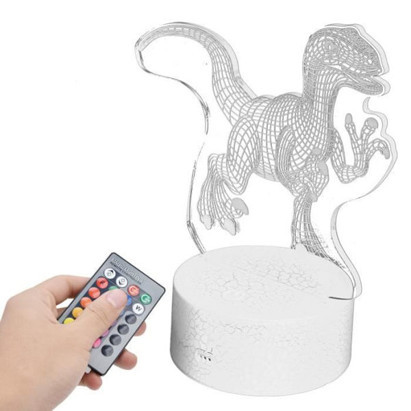HURRISE bordslampa Dinosaur 3D nattljus 16 färger 4 lägen RGB färgglad ...
