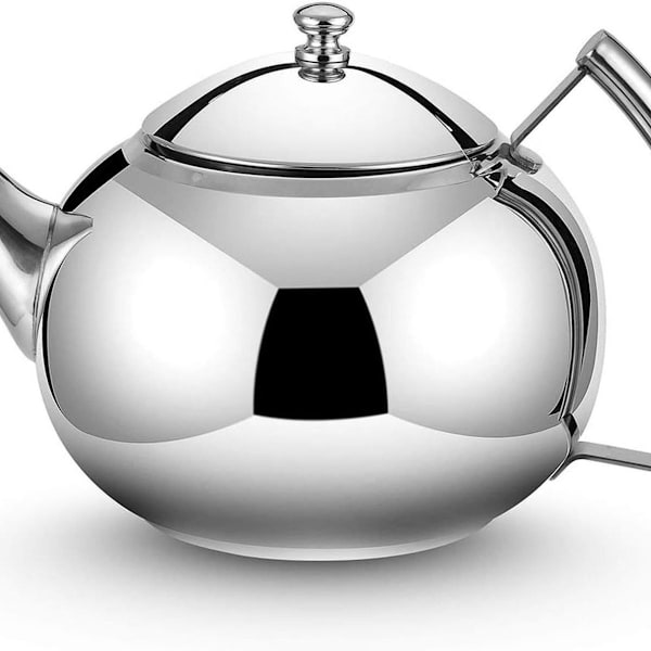 Teapot with Tea Infuser, 2 Liters, Stainless Steel | Fyndiq