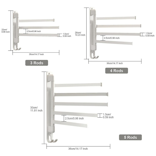 Pyörivä kokoontaitettava pyyhkeen säilytysteline Seinälle kiinnitettävä ...