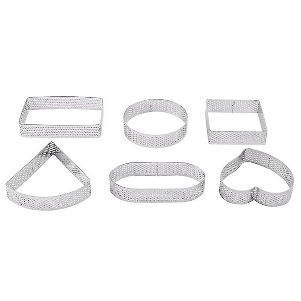 6 Pak Rustfrit Stål Tart Ringe, Varmebestandig Perforeret Kage Mousse ...