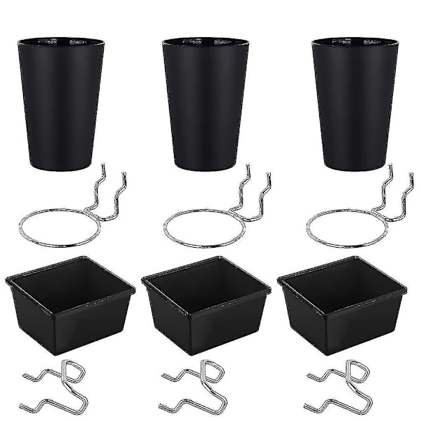 6 set Pegboard Bins Pegboard koppar med krokar, pinnboard krokar sortiment, krokar för pinnboard ...