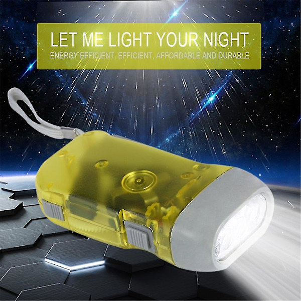 3 LED Dynamo Vind Op Lommelygte Håndtryk Camping | Fyndiq