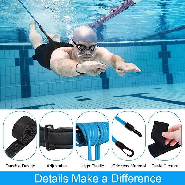 Svømmemodstandsbælte, Svømmetræningsbælte Stationær Swim Bungee Træning ...
