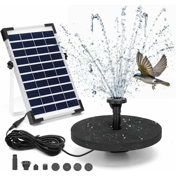 W Solcellsfontän Trädgård Damm Utomhus Batteridriven Fågelpump Solcells ...