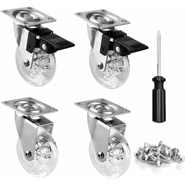 Rullar 4 uppsättningar svängbara hjul ??50 mm transparenta möbelhjul ...