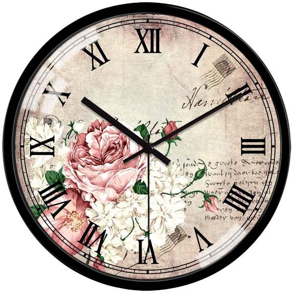 Lasinen kukkaseinäkello Hiljainen ei tikittävä seinäkello Vintage ...