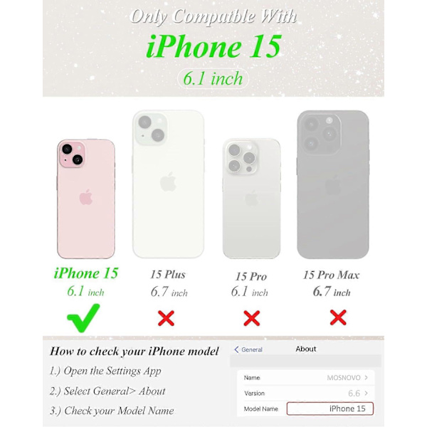 Yhteensopiva iPhone 15 -kotelon kanssa - Aaltoileva reunus, söpö ...