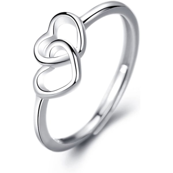 Silver Finger Rings för kvinnor, 925 Sterling Silver Double Heart Arrow ...