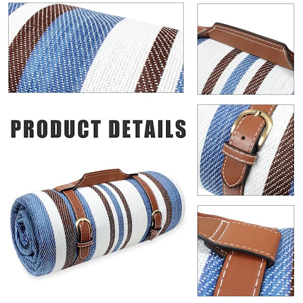 Picknickfilt, 200 x 200 cm utomhus bärbar strandfilt, 3 lager ...