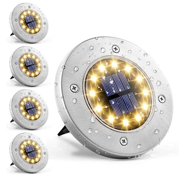 Solcellslampor för marken 12 LED 4-pack Utomhus Vita Solcellslampor för ...