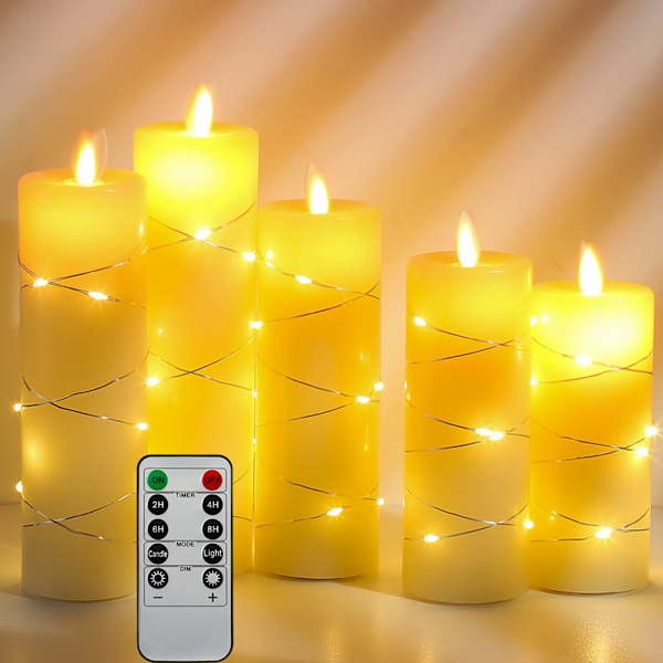 LED-ljus, batteriljus med infällda ljusslingor, 5 delar | Fyndiq