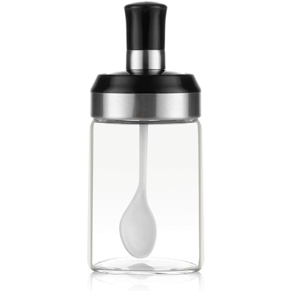 Sauce Krukke Transparent Glas Kombination Ske med Låg Dåser Opbevaring ...