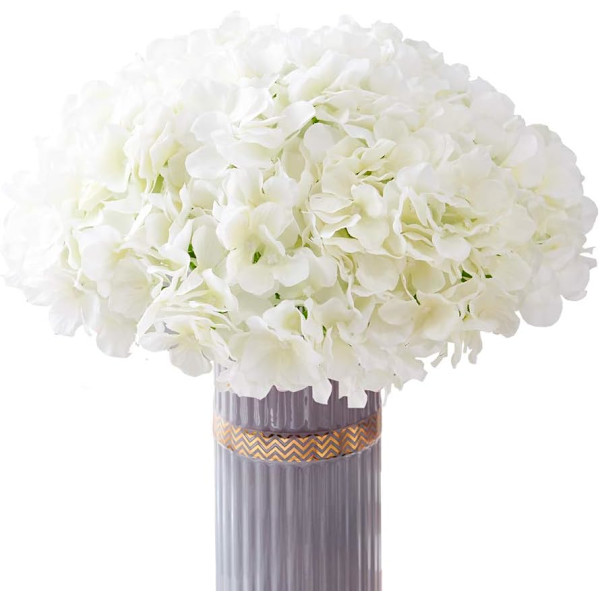 Vita Hortensia Konstgjorda Blommor Falska Hortensia Blommor Huvuden 10-Pack för Bröllopsfest ...