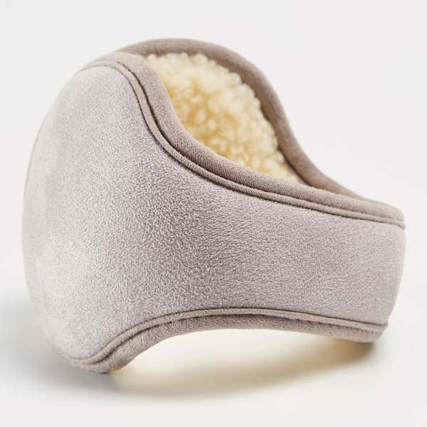 Öronmuffar i mocka, öronvärmare, öronmuffar med lammskinn på baksidan ...