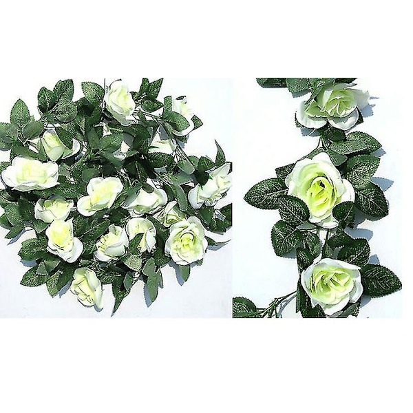 2st konstgjorda rosor krans Silke rosor Vine Faux blomma hängande krans med gröna blad Falskt ...