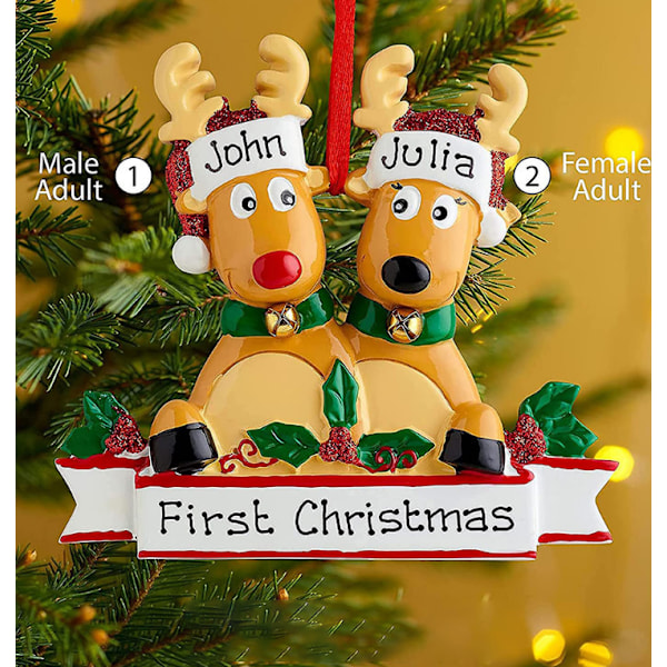 Ren familj jul hängande dekorationer prydnadsföremål 2 reindeer | Fyndiq