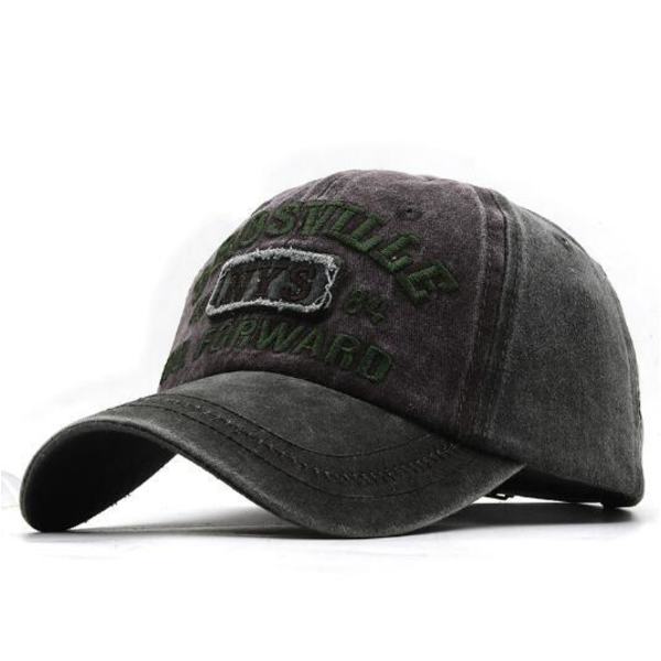 Vintage tvättade broderier Baseball-keps justerbar pappa-hatt dark ...