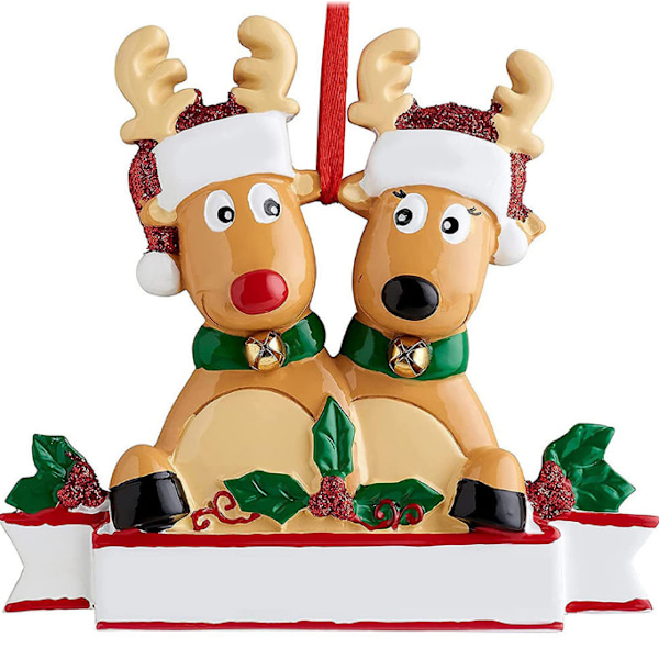 Ren familj jul hängande dekorationer prydnadsföremål 2 reindeer | Fyndiq