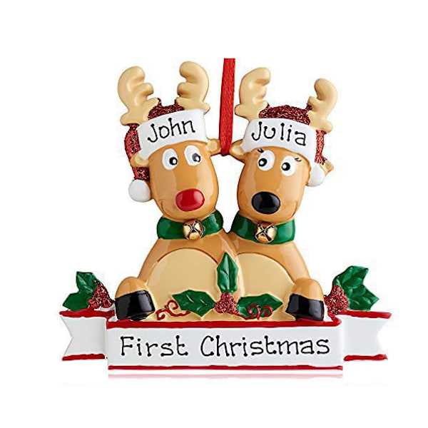 Ren familj jul hängande dekorationer prydnadsföremål 2 reindeer | Fyndiq