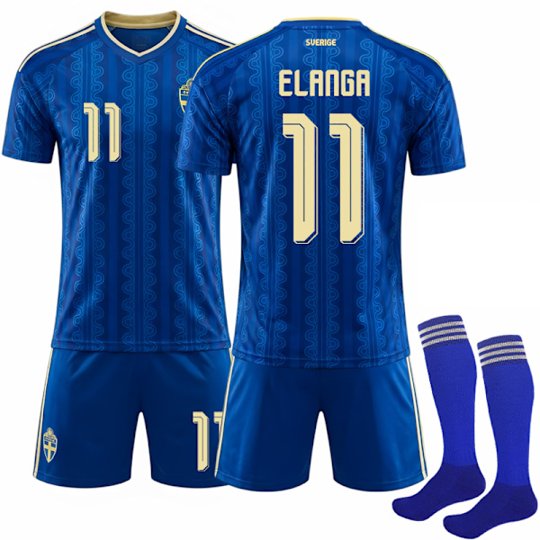 2026 VM Sverige Bortaställ Barn Vuxen Fotbollströja med Strumpor No.11 ...