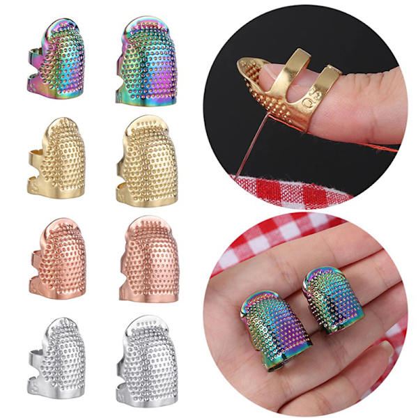 Fingerskydd Vintage guld fingerborg metall sömnadstillbehör M（rose gold ...