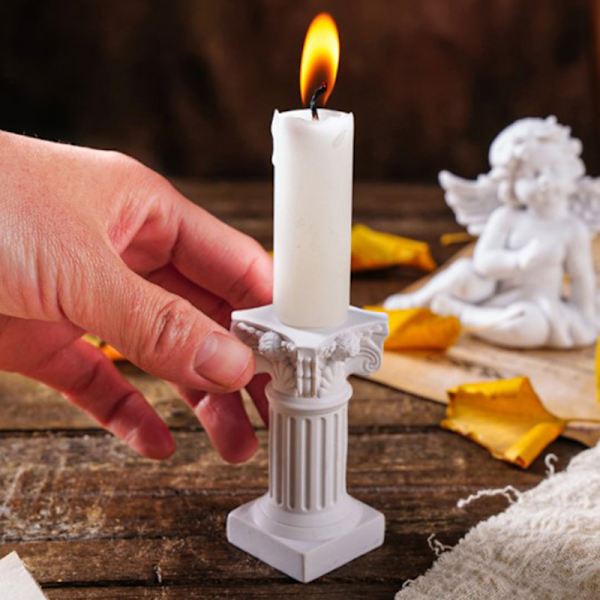 Romersk søjle græsk søjle statue piedestal lysestage stativ Fig White ...