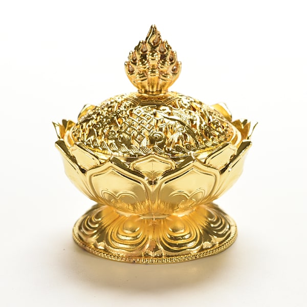 Tibet Saml bronze lovende Lotus Shape Statue Box Røgelse Golden ...