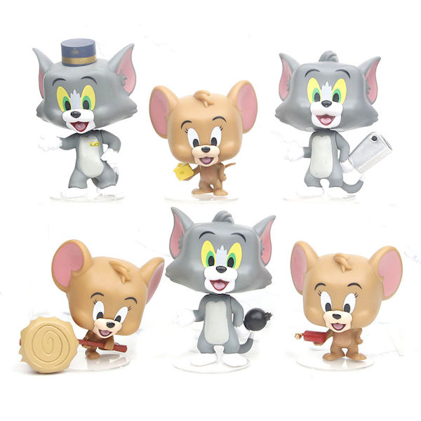 6 kpl/erä Tom ja Jerry -hahmo Anime-lelut Keräiltävä mallipatsas Lelut ...