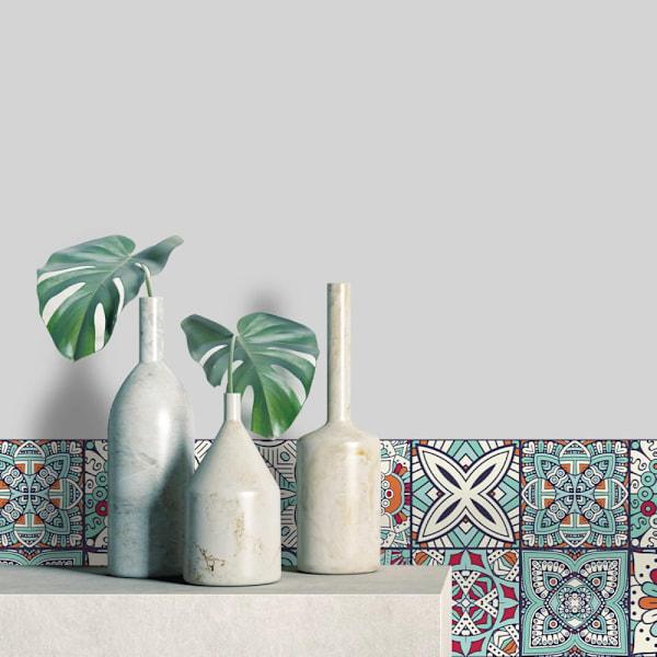 [RM]20 Pieces 20*20cm Vintage Teal Moroccan Peel-and-Stick Tiles ...