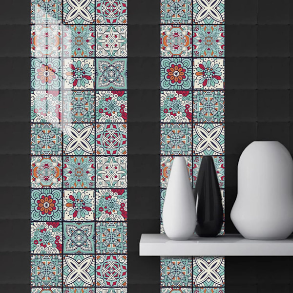 [RM]20 Pieces 20*20cm Vintage Teal Moroccan Peel-and-Stick Tiles ...
