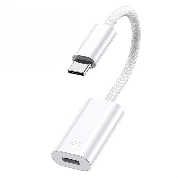 Adapter til iPhone, konverterer Lightning til Type-C til opladning og ...