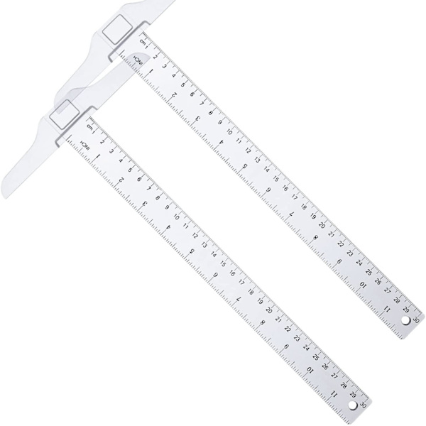 Set med 2 T fyrkantig transparent plast T linjal Dubbelsidig T ...
