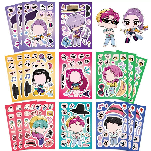 Kpop Demon Hunters Puzzle Stickers - DIY-sticksågsspel för barn, utbildningspresent, 8/16 ark ...
