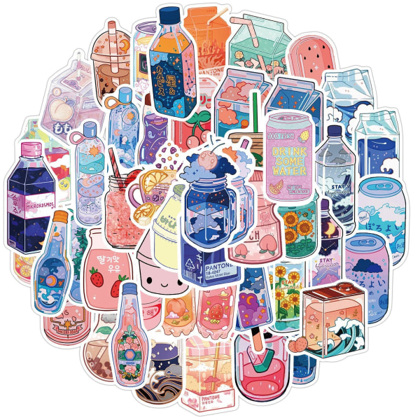 50 st Sommar söta, smaksatta dryckesklistermärken PVC Kawaii tecknad ... 50 st Sommar söta, smaksatta dryckesklistermärken PVC Kawaii tecknad ...
