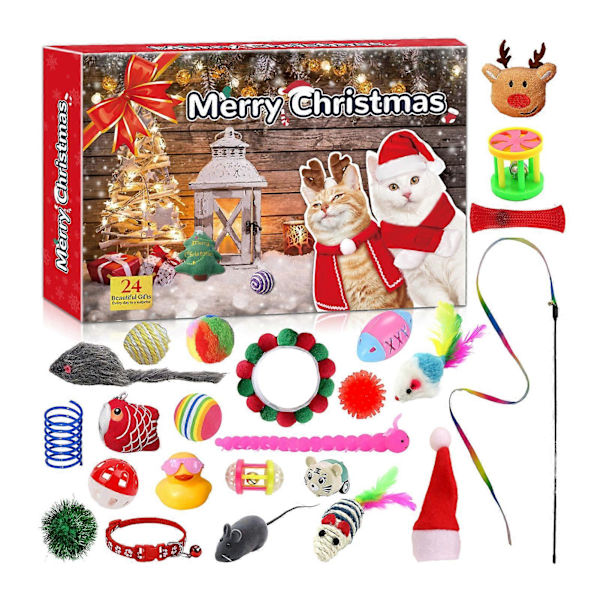 Julekalender for katter med 24 dager med morsomme leker og godbiter for ...