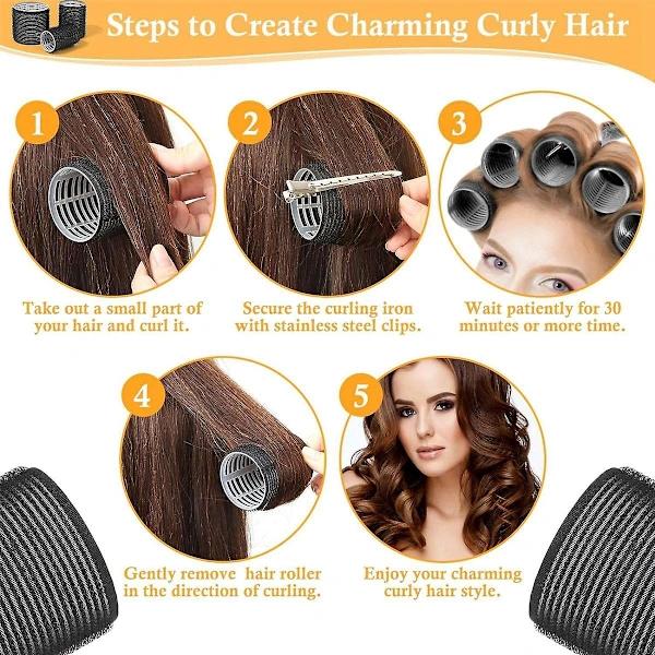 [CA]43st Hårrullar med clips, Hårrullar med 3 storlekar, Jumbo hårrulle ...