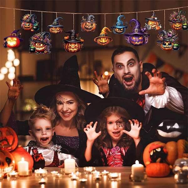 Halloween Träprydnader, 12 st, Gotisk Pumpa/Katt/Hatt | Fyndiq