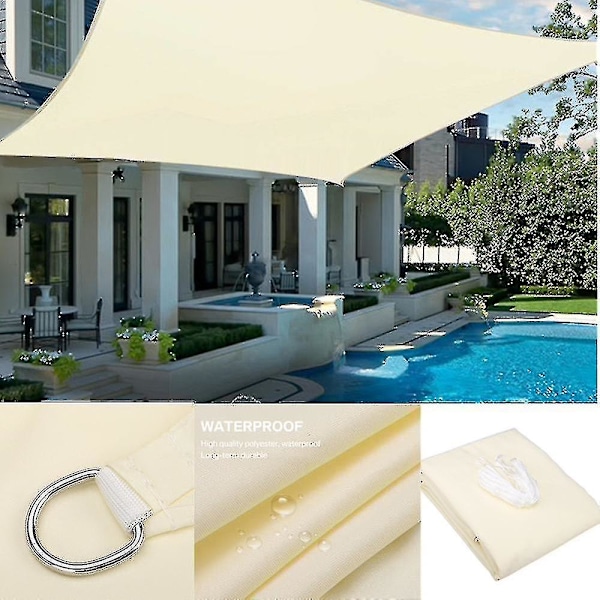2 X 4 Meter Vandtæt Solskygge Sejl Udendørs Markiser Til Have Sejl Pool ...