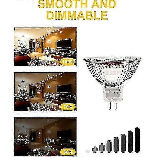 12V 20W GU5.3 MR16 Halogenlampa, Dimbar Varmvit 2700K, 12-pack{ROG} | Fyndiq