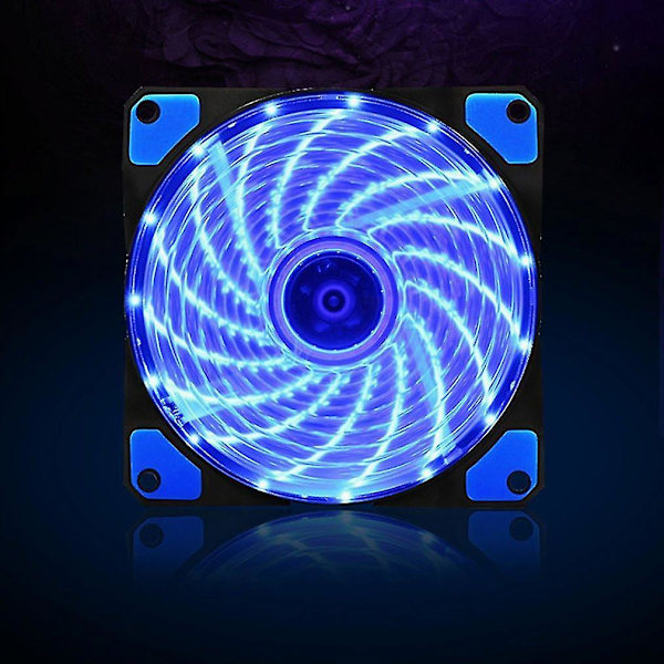 120 mm LED Ultra Silent Dator PC- case Fläkt 15 lysdioder 12v Lätt att ...