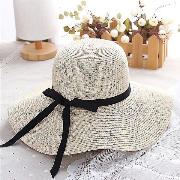 Enkel Vikbar Bred Brätte Floppy Flickor Stråhatt Solhatt Strand Kvinnor ...